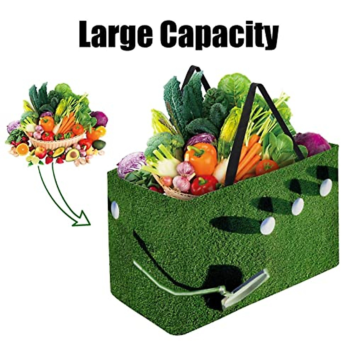 KQNZT Reusable Grocery Bags, Large Foldable Reusable Shopping Tote Bags Bulk for Groceries, Waterproof Kitchen Cloth Produce Bags with Long Handles, Golf Sports