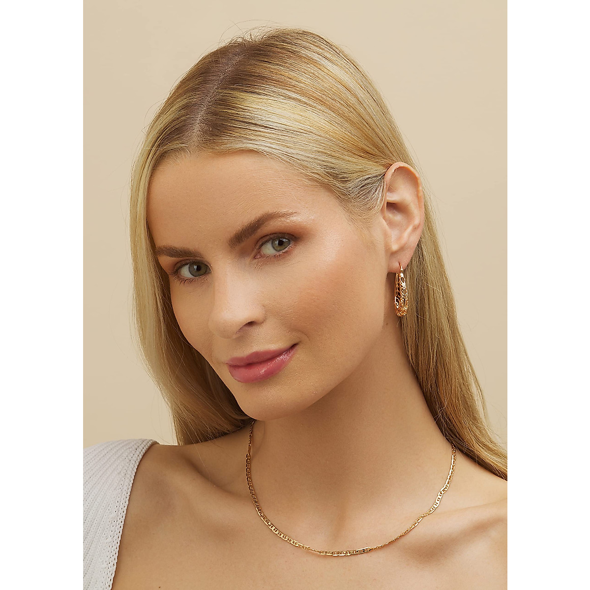 Barzel 18K Gold Plated Filigree Hoop Earrings For Women (Gold)