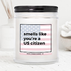 YouNique Designs New American Citizen Gifts Candle Gifts for a New Us Citizen - Cool Gifts for American Citizenship - US Citizenship Gifts for Women, Men - New Citizen Gifts (Mahogany Teakwood)