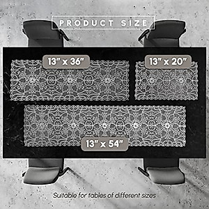 Elegant Comfort Embroidery Ingrid Table Runner - Dresser Scarf for Home Dining Room - Lace Like Tabletop Decoration, Kitchen Dining Table Decoration for Indoor and Outdoor, 13 X 20 Inches, White