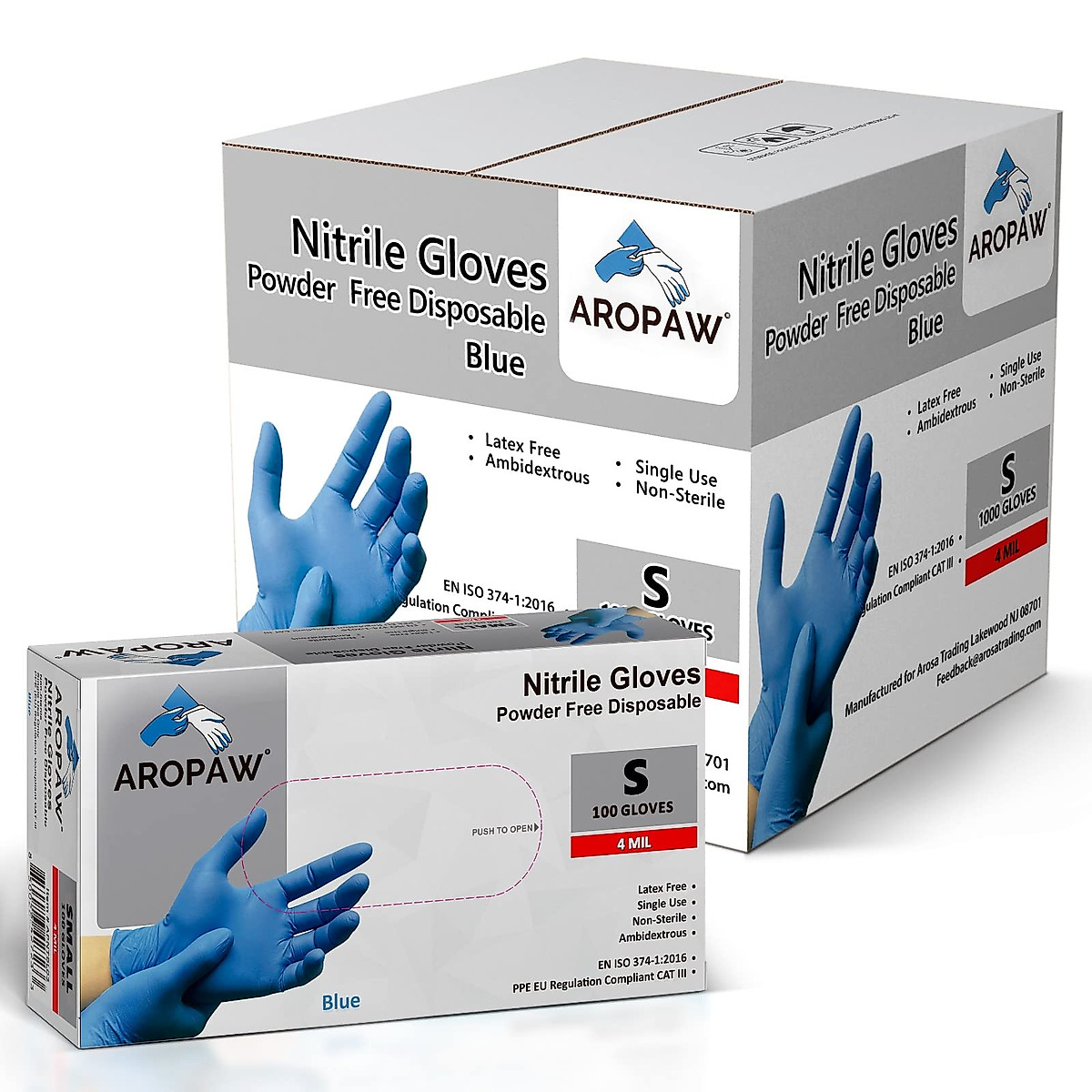 AroPaw Nitrile Gloves Case, Disposable Gloves 4 MIL, Comfortable, Powder Free, Latex Free |10 Boxes | 1000 Gloves (Large)