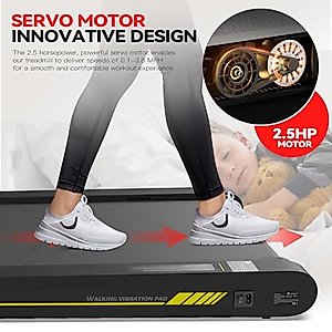Walking Pad Treadmill with APP, 3 in 1 Under Desk Treadmill, 2.5HP Low Noise Walking Vibration Pad with Remote Control,Portable Treadmill for Home Office, Yellow