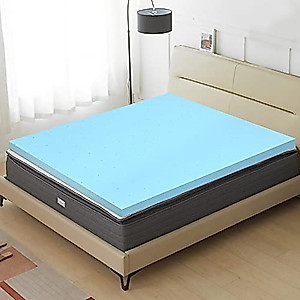 Giantex 3 Inch Memory Foam Mattress Topper, Gel-Infused Cooling Bed Topper with Ventilated Design for Pressure Relieving, Bed Pad for All-Night Comfy, Dorm Foam Topper (Queen)