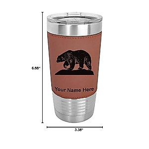 LaserGram 20oz Vacuum Insulated Tumbler Mug, Polar Bear, Personalized Engraving Included (Faux Leather, Dark Brown)