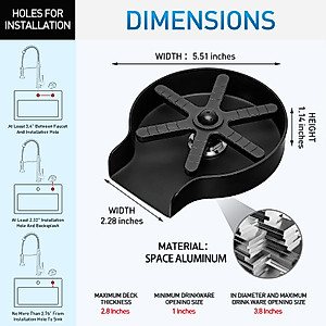 Glass Rinser,Kitchen Sink Glass Rinser,304 Stainless Steel Sink Cup Washer,Glass Washer,Black