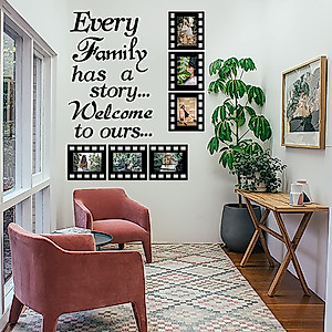Every Family Has a Story,Family Wall Art Stickers Contains 6 Pcs 4x6in Picture Frame Wall Decor Stickers for Living Room Family Inspirational Wall Stickers Quotes