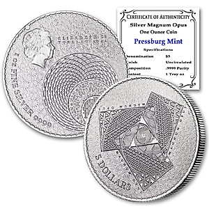 2022 1 oz Tokelauan Silver Magnum Opus Coin Brilliant (BU) Uncirculated with Certificate of Authenticity $5 Mint State