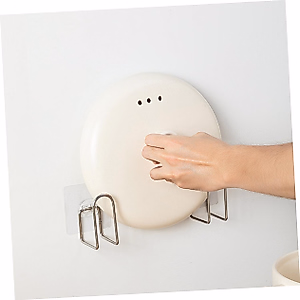 Hemoton 4pcs Wall Mounted Pot Lids Holder Wall Door Mounted Pan Lid Cover Hanger Rack Kitchen Utensil Cutting Board Organizer for Home and Kitchen Use