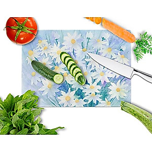 Caroline's Treasures IBD0255LCB Light and Airy Daisies Glass Cutting Board Large Decorative Tempered Glass Kitchen Cutting and Serving Board Large Size Chopping Board