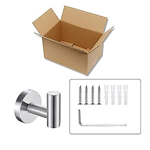 Coat Hook Single Towel/Robe Clothes Hook for Bathroom Kitchen Closets , Square Style Wall Mounted, Brushed Finish,304 Stainless Steel,4 Pack (Brushed Nickel)