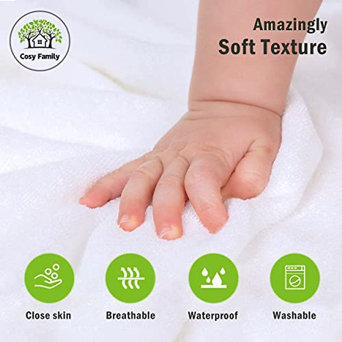 Cosy Family 3 Pack Bamboo Baby Hooded Towels, Ultra Soft Unisex Bath Towels for Babies,Toddler,Infant - Newborn Essential - Ultra Absorbent Toddler Towels for Baby Boy Girl - White