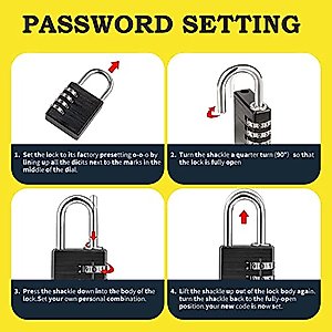 4 Pack Small Combination Lock，3 Digit Locker Lock with 9/16 in. Width Shackle，Small Combination Padlock for Luggage，Suitcase, Backpack