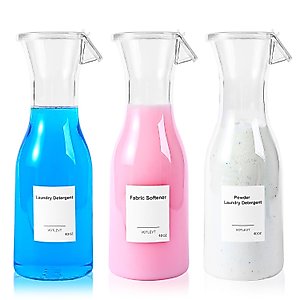 VOTLEVT 40OZ Laundry Detergent Dispenser, Laundry Soap Dispenser, Fabric Softener Dispenser, Liquid Laundry Detergent Holder Container Organizer, Laundry Room Organization and Storage, 3 Pack