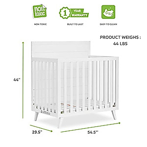 Sweetpea Baby Lexington 4-in-1 Convertible Mini Crib in White, JPMA & Greenguard Gold Certified, Made with Sustainable New Zealand Pinewood, Non-Toxic Finishes