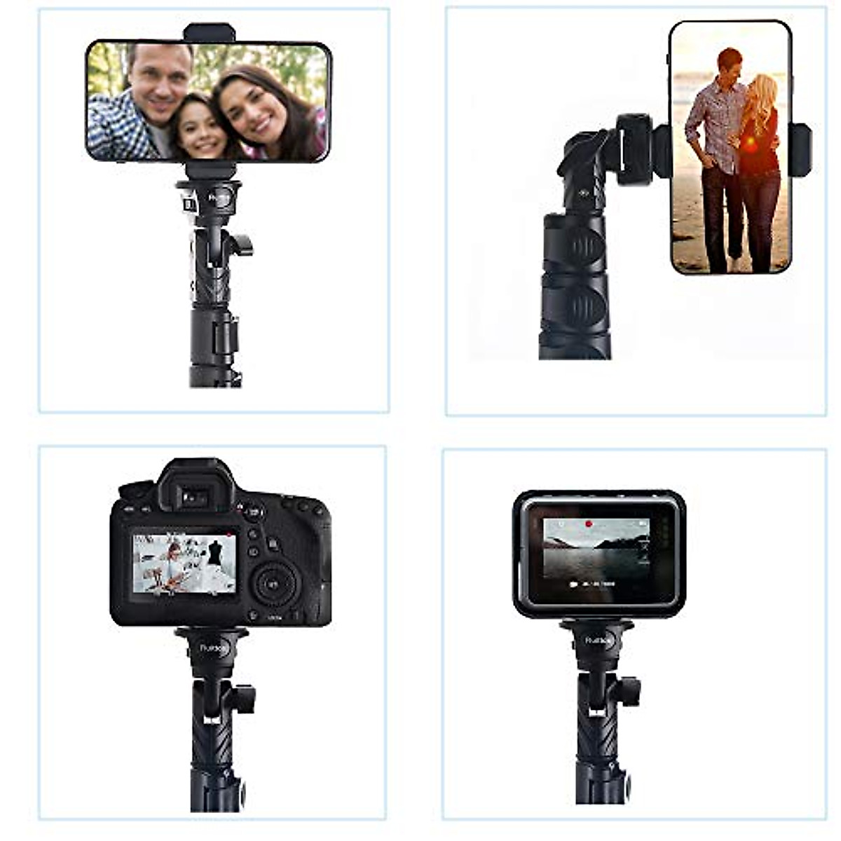 Ruittos Phone Selfie Stick Tripod, 54-inch Bluetooth Cell Phone Tripod Ring Light Stand Compatible with iPhone 11 Pro X.Samsung Andriod DSLR, Sports Camera,