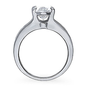 BERRICLE Sterling Silver Solitaire Wedding Engagement Rings 2.5 Carat Oval Cut Cubic Zirconia CZ Cocktail Promise Ring for Women, Rhodium Plated Size 5