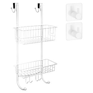 smartpeas Hanging Shower Shelf In White – 3 X Shower Shelf Levels – 85,5 X 30 X 11 Cm – Stainless Steel – Shower Caddy With No Drilling Required + 2 Stainless Steel Adhesive Hooks!