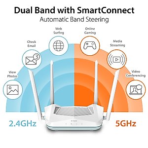 D-Link WiFi 6 Router, AX1500 Ai Series 802.11AX Smart Home Wireless Internet Gigabit Dual Band Network System (R15)