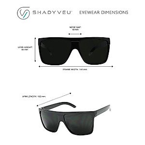 ShadyVEU Super Dark Black Lens Flat Top Square Oversize Migraine Shades Blackout Glasses Retro Sunglasses (Super Dark Lens)