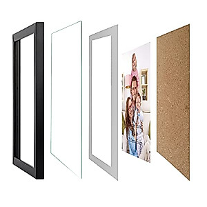 Giftgarden 5x7 Picture Frame Set of 4, 6x8 Matted to Display 5 by 7 Photo with Mat or 6 by 8 without Mat for Wall or Tabletop, Black