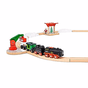 BRIO World – 36014 Christmas Steaming Train Set | 27-Piece Kid-Friendly Set | Age 3+ Compatible | FSC-Certified Beech Wood | Complements All BRIO Railway Sets & Accessories | Multicolor