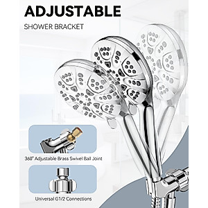 JDO Shower Head with Handheld, High Pressure Handheld Shower Head 7 Settings, Detachable Shower Head Set with Stainless Steel Hose and Shower Bracket (Chrome)