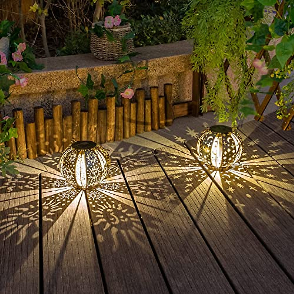 Tryme Solar Lights Outdoor Garden Decorations Sun Moon Star Stake Light Decorative Solar Lanterns Waterproof