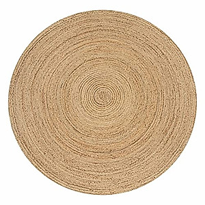 Jute Braided Rug, 4' Round Natural, Hand Woven Reversible Rugs for Kictchen Living Room Entryway, 4 Feet Round