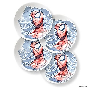 Corelle Vitrelle 4-Piece Salad Plate Set, Triple Layer Glass and Chip Resistant, Lightweight Round 8-1/2-Inch Plates Set, Marvel's Spider-Man