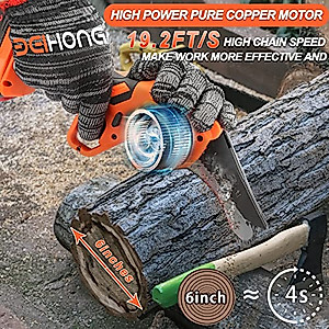 Mini Chainsaw Cordless 6-Inch with 2 Battery, Mini Power Chain Saw with Security Lock, Handheld Small Chainsaw for Tree Trimming Wood Cutting