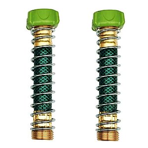 HQMPC Garden Hose Extension Adapter Hose Kink Protector RV Flexible Hose Protector 3/4" GHT Spring Garden Hose Coiled Spring Protector 2Pcs