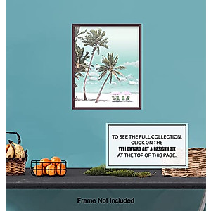 Tropical Palm Trees, Ocean Wall Art - Nautical Decoration for Bedroom, Living Room, Beach Themed Bathroom Decor - Gift for Sea Lovers, Women - 8x10 UNFRAMED Shabby Chic Boho Bohemian Photo