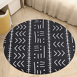 NAWFIVE African Print Fabric 3Ft Round Rug Non-Slip Soft Throw Area Rugs,Floor Carpet Mat for Bedroom Living Room Kitchen