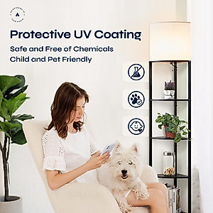 ATAMIN Alvis Edge 72" Floor Lamps for Living Room Decor, Tall Lamp for Bedroom, Modern Corner Shelf Lamp, Sturdy Floor Lamp with Shelves, Standing Lamp with Book Shelves, LED Lamp Shelf (Black)