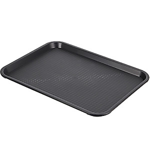 MAHIONG 12 Pack 16 x 12 Inch Black Fast Food Tray, Large Rectangular Restaurant Serving Trays, Plastic Cafeteria Trays School Lunch Trays