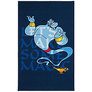 SAFAVIEH Machine Washable Slip Resistant Collection 2' 3" x 3' 9" Blue/Light Blue Inspired by Disney Aladdin - Genie Kids Bedroom Nursery Playroom Area Rug