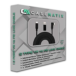 CASEMATIX 13FT USB C Cable Compatible with Oculus Quest 2 Link - USB 3.2 Type-C High-Speed Data and Charging Compatible, Included USB-A Adapter
