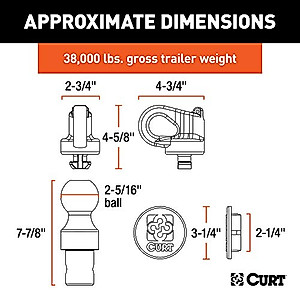 CURT 60639 Puck System Gooseneck Hitch Kit, Fits Select Chevy, Ford, GMC, Nissan Trucks, 38,000 lbs. GTW, 2-5/16-Inch Ball, Pucks Required