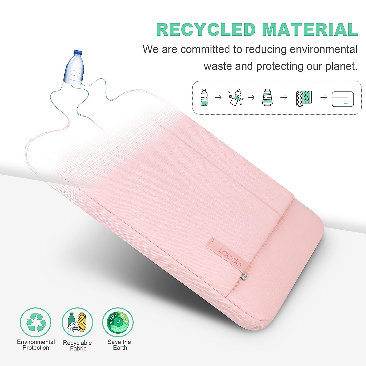 Lacdo Laptop Sleeve Case for 15 inch New MacBook Air M3 A3114 M2 A2941 2024-2023, 15 inch MacBook Pro A1990 A1707, Dell XPS 15 Plus Computer Bag with Accessory Pocket, Water-Resistant, Pink