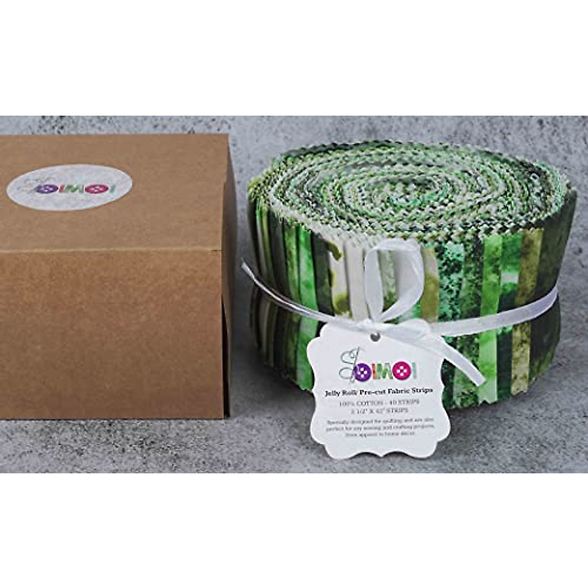 Soimoi 40Pcs Tie Dye Print Cotton Precut Fabrics for Quilting Craft Strips 2.5x42inches Jelly Roll - Green