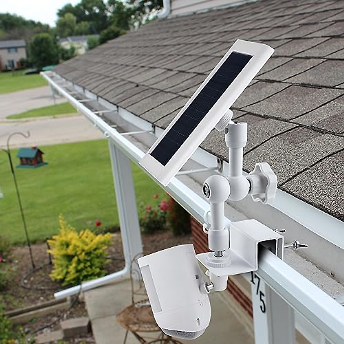2-in-1 Gutter Mount for Ring Solar Panel, Stick Up Cam Battery, Spotlight Cam Battery and Spotlight Cam Battery Plus/Pro, Perfect Angle to Get Adequate Sunlight for Your Ring Solar Panel - White