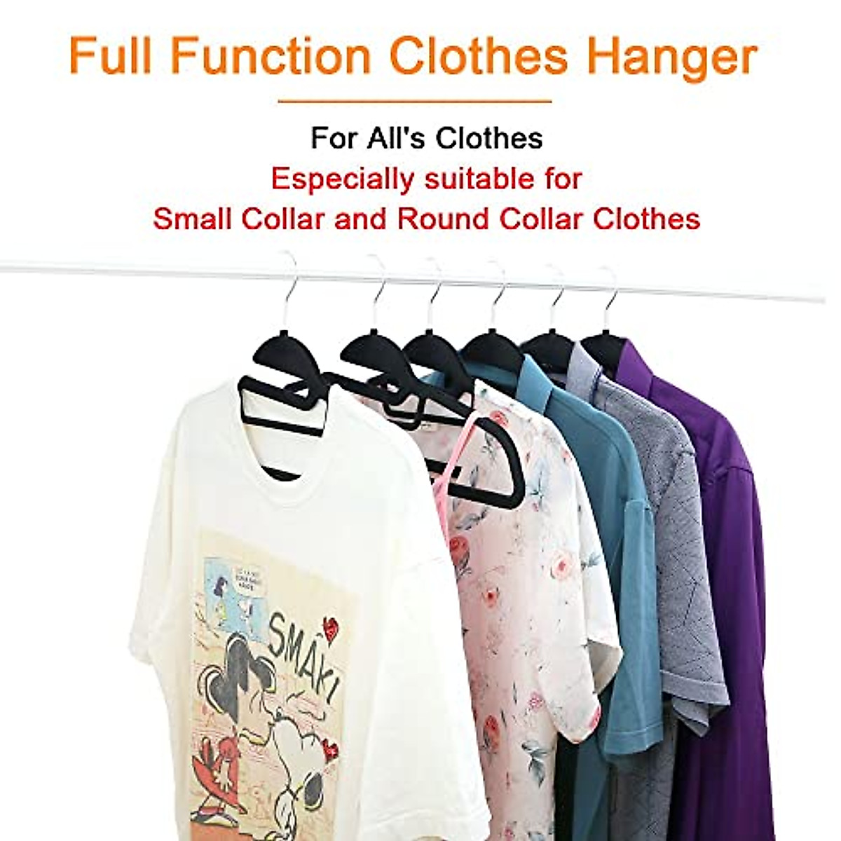 50 Pack Non-Slip Velvet Hangers Suit Clothes Hanger Space Saving Hangers 15~20LBS Heavy Duty Hangers 17.7inch (Black)