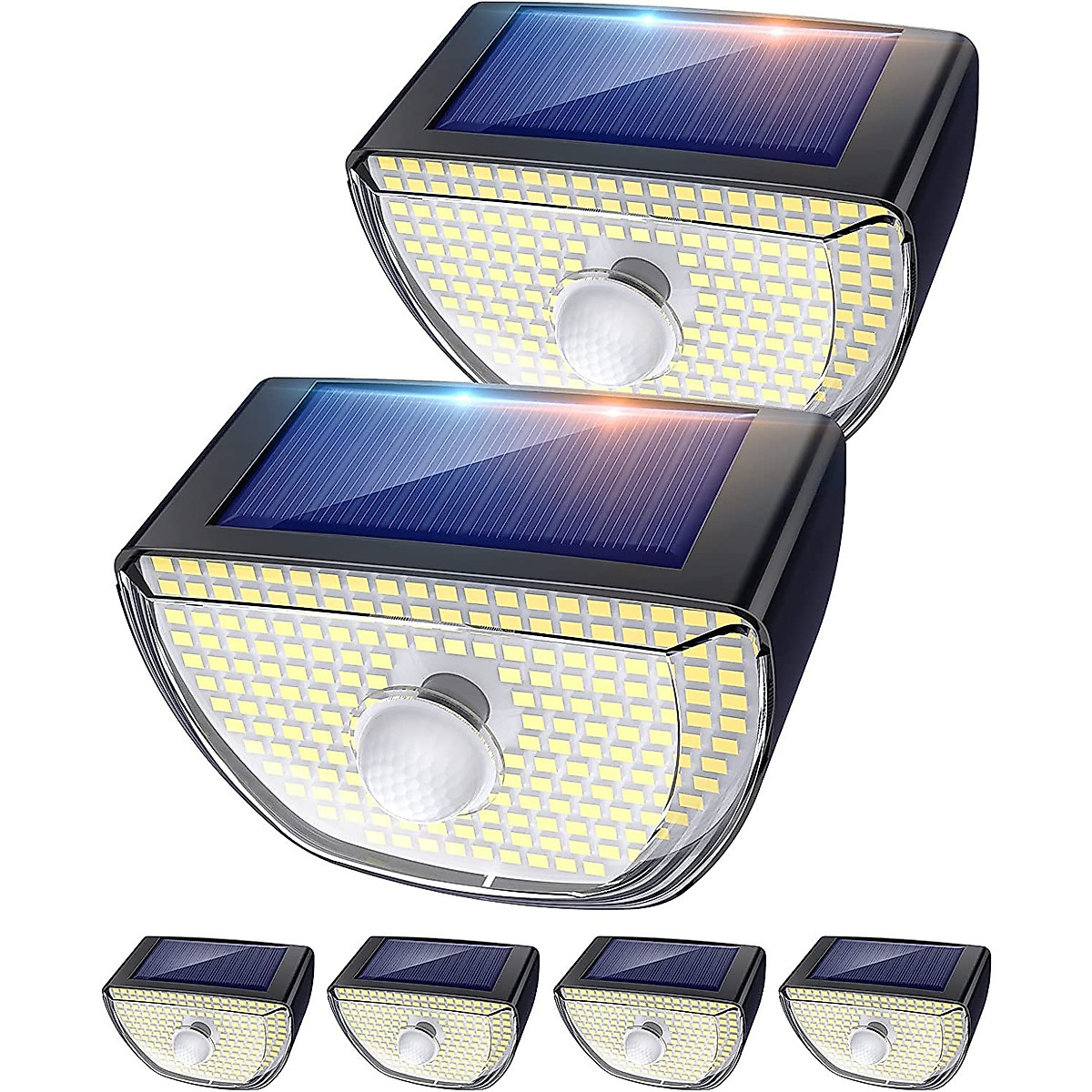 Solar Motion Sensor Lights, Whousewe 200LED Solar Lights Outdoor Solar Security Lights 3 Modes Wireless Wide Angle Solar Wall Lights IP65 Waterproof for Yard, Stairs, Garage, Fence, Porch(6 Pack)