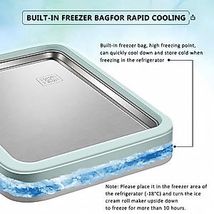 XTQINJIN Rolled Ice Cream Maker,Food Grade Stainless Steel Household Ice Cream Pan,Homemade DIY Ice Cream,Smoothies, Frozen Yogurt Rolls, Ideal for Family Hands-on Activities (Light Green)