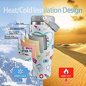 ZNYYZYBA Nurse Tumbler Nurse Gifts for Women - Nurse Appreciation Gifts Nurses Week Gifts for Female Male Nurse、 New Nurses、 RN、 LPN, 30oz Nurse Thermal Mug with Handle and Flip Straw