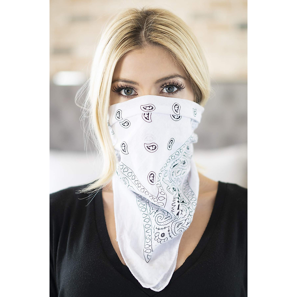RIAH FASHION Fabric Face Cover Multi-Purpose Cotton Unisex Bandana - Mouth Shield Scarf Handkerchief, Headwear Balaclava Wrap (1, White)