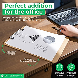Office Solutions Direct Clipboards with Low Profile Clip (Set of 30) - Wood Clipboards Bulk 30 Pack, Heavy Duty Clipboard, Bulk Classic Clipboards for Classroom, Calendar Office Clipboard Stand up