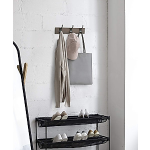 Amazon Basics Rectangular Wall Mounted Modern Coat Rack, 3 Hooks, Walnut