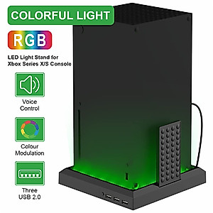 Charging Cooling Fan Base for Xbox Series X/S RGB Vertical Stand Multi-Function Charging Cooling Stand Colorful Light Controller Handle Charger Bracket for Gaming Accessories
