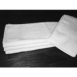 12 New White SPA Gym Salon Hand Towels CAM Border 100% Cotton 15X25 2.25LBS/DZ